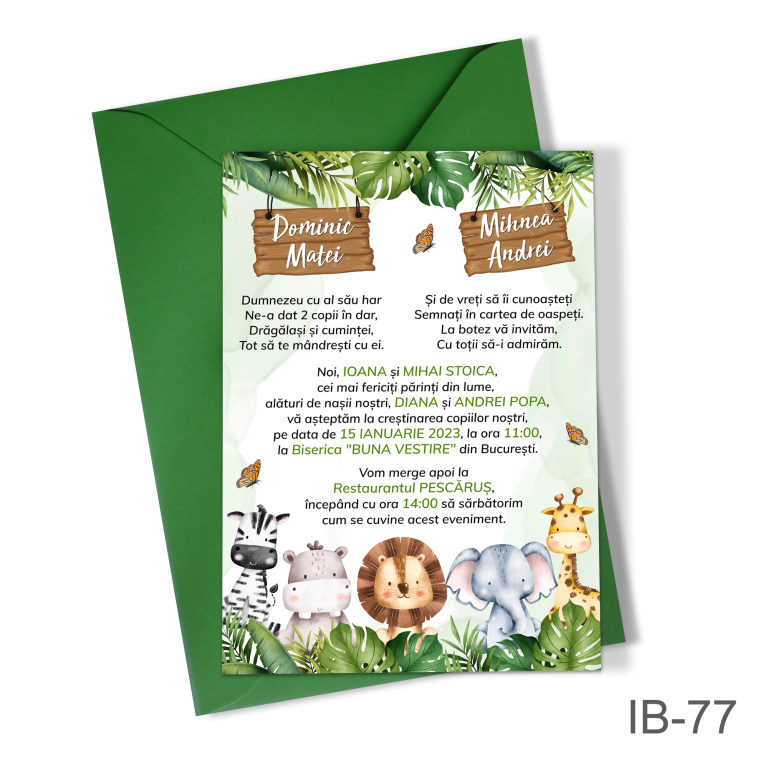 Invitatii botez gemeni Simba - Lion King - Simple - IB-76 - Invitatii ...