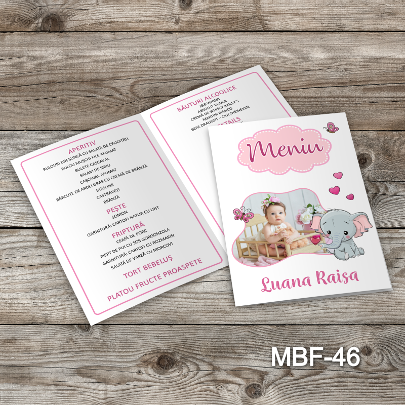 Meniuri botez cu poza - Elefant - MBF-46 - Invitatii Botez, marturii ...